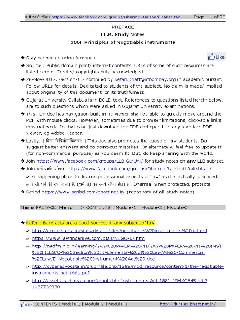 306F Principles of Negotiable Instruments | Download Free PDF | Negotiable Instrument | Cheque