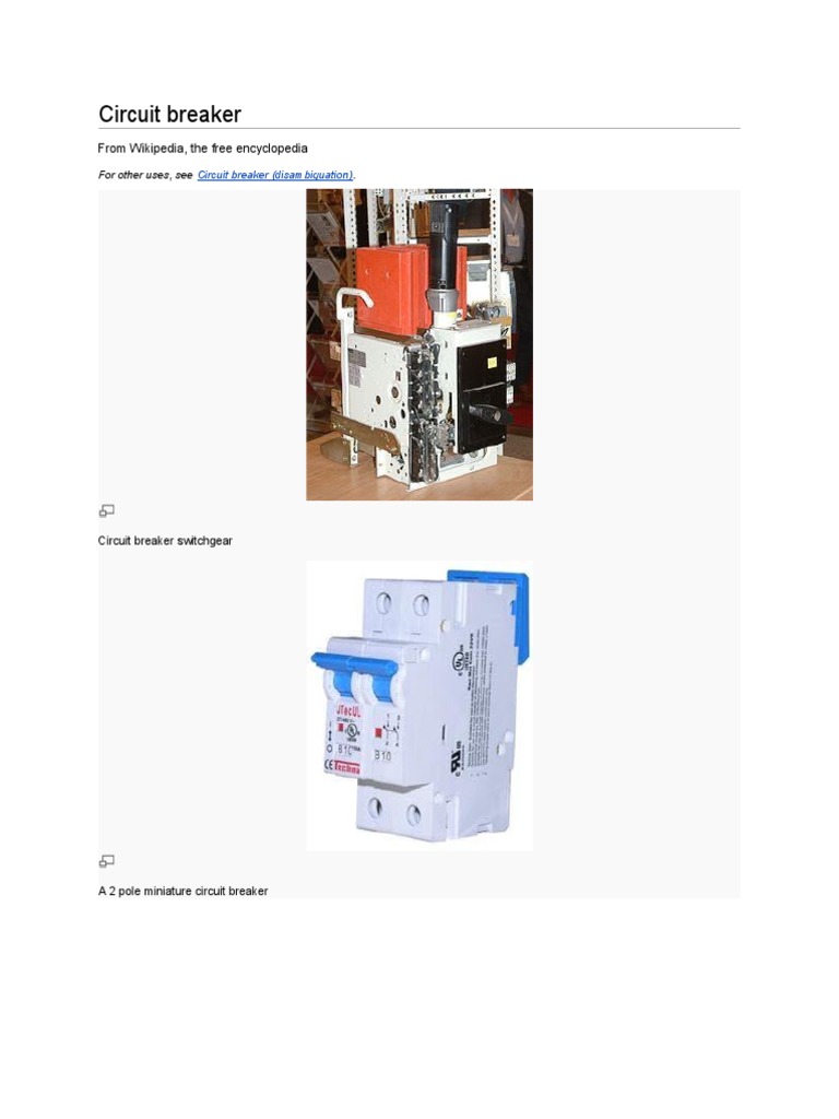 Circuit Breaker: From Wikipedia, The Free Encyclopedia | PDF ...