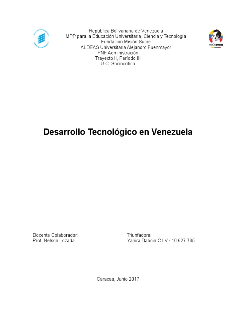 Desarrollo Tecnologico en Venezuela | PDF | Venezuela | Tecnología de ...