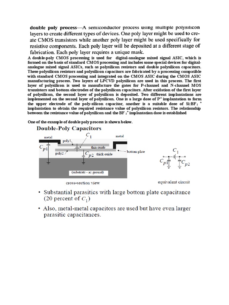 Double-Poly CMOS Processing for ASICs | PDF