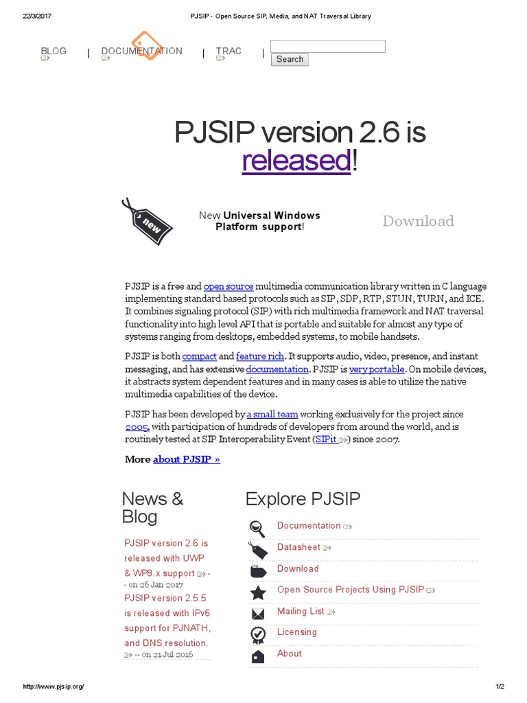 PJSIP - Open Source SIP, Media, and NAT Traversal Library | PDF | Session Initiation Protocol ...