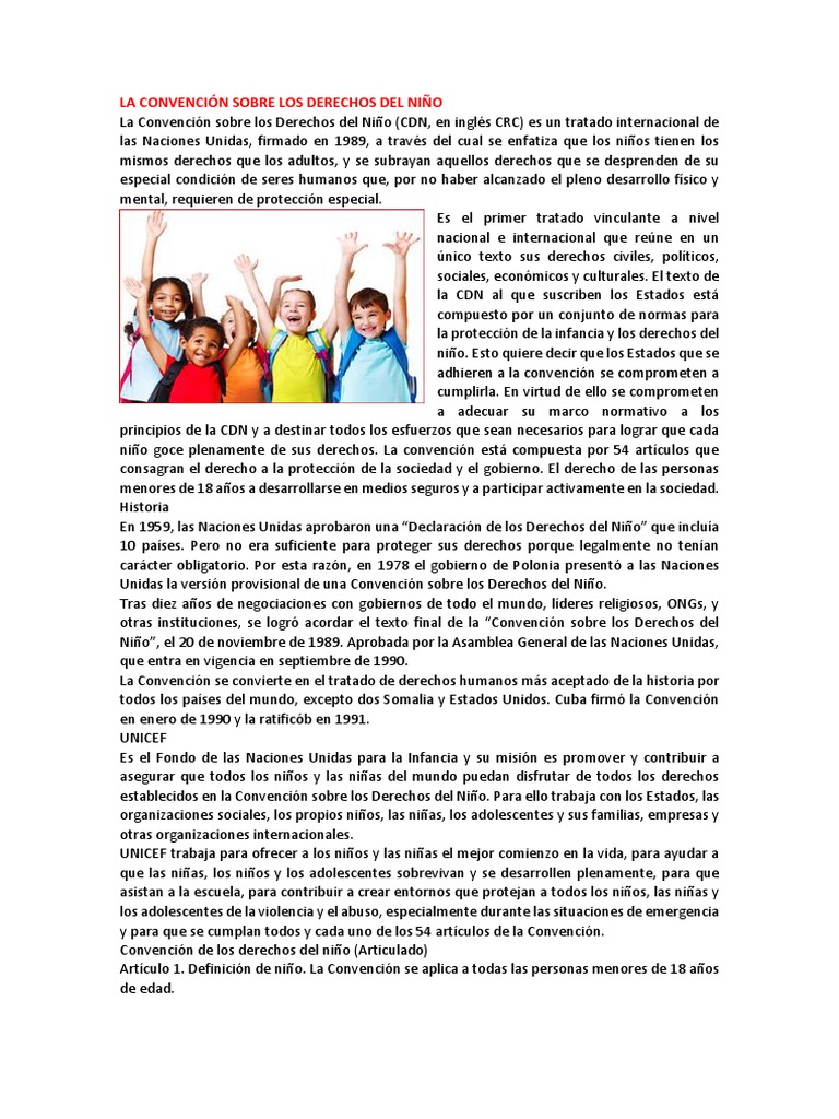 La Convención Sobre Los Derechos Del Niño | PDF | Convención de los ...
