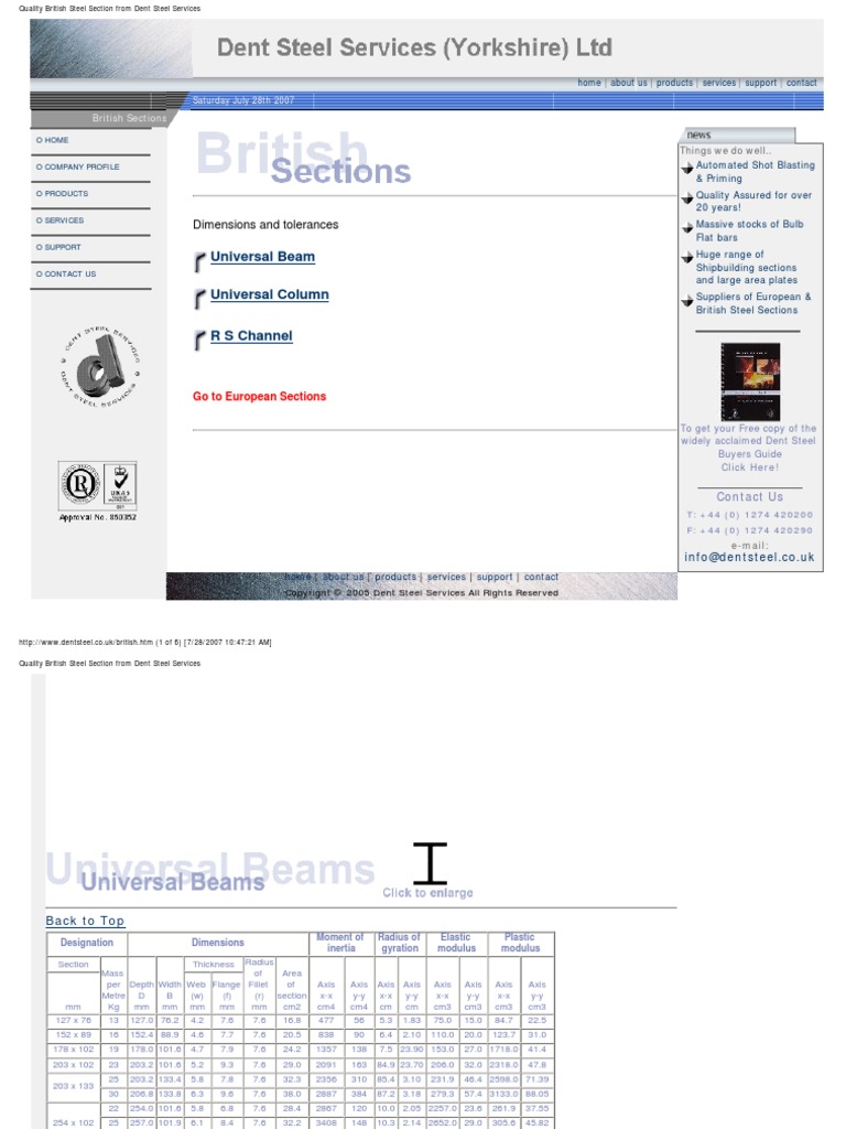 British Steel Sections | Download Free PDF | Building Engineering ...