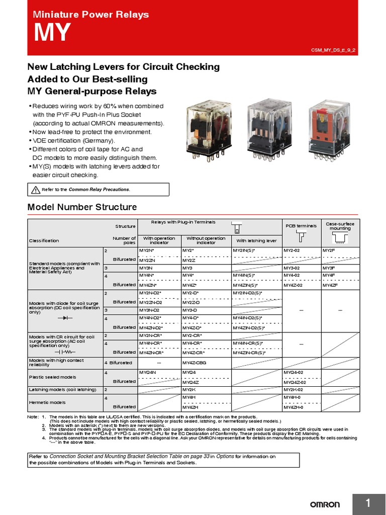 Relay Omron My | PDF | Alternating Current | Relay