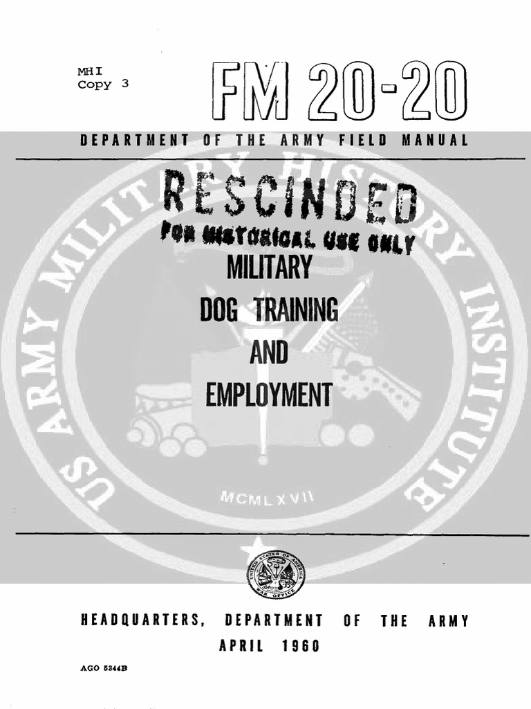 Rescinded: Military Dog Training AND Employment | PDF | Olfaction | Odor