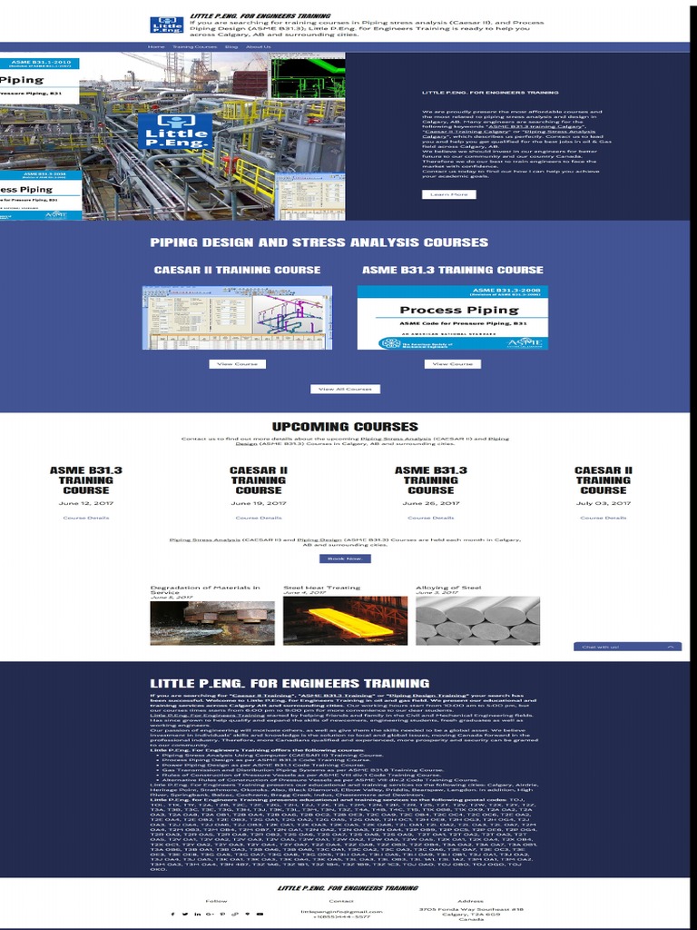 Little P.eng. For Engineers Training - ASME - Caesar II - Calgary | PDF | Engineer | Engineering