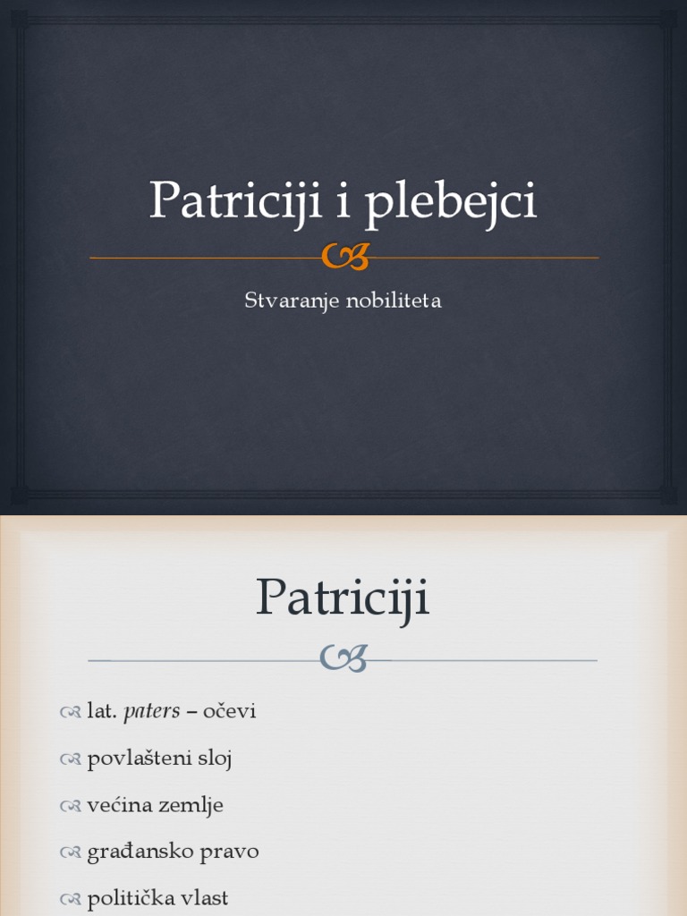 Patriciji I Plebejci, Stvaranje Nobiliteta | PDF