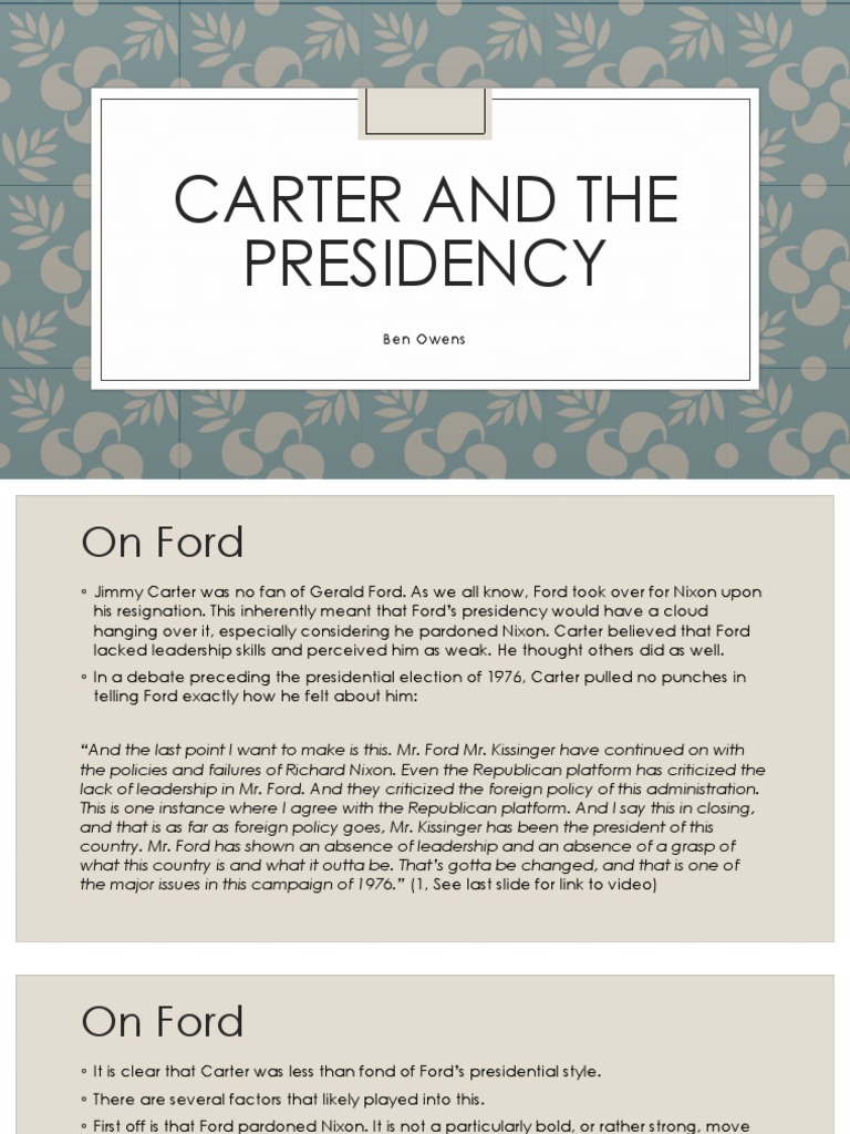Carter's Critique of Ford's Presidency | PDF | Gerald Ford | Richard Nixon