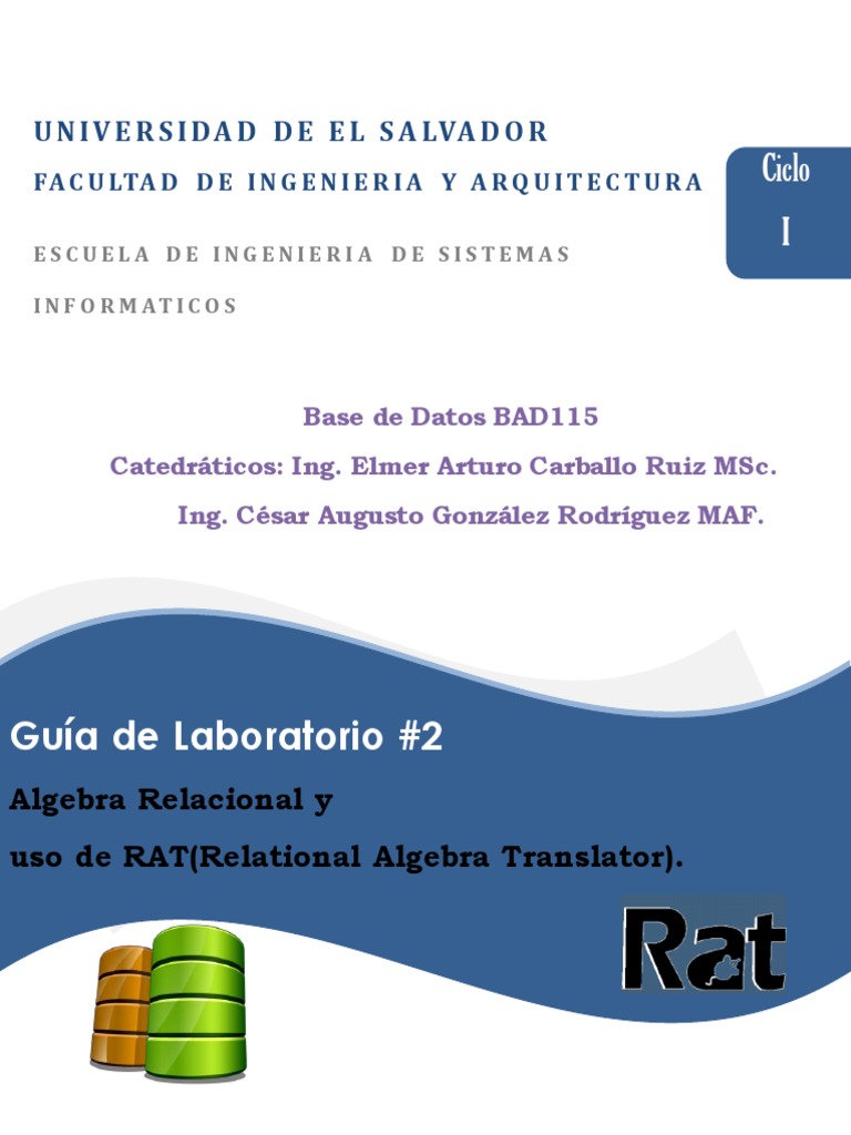 Guia02BAD115 Algebra | PDF | Base de datos relacional | Bases de datos