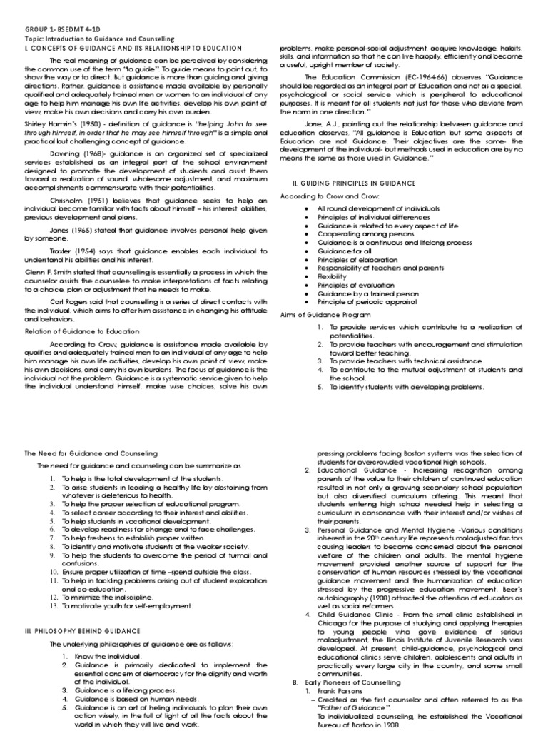 Principles of Guidance and Values Education Handout | Download Free PDF ...