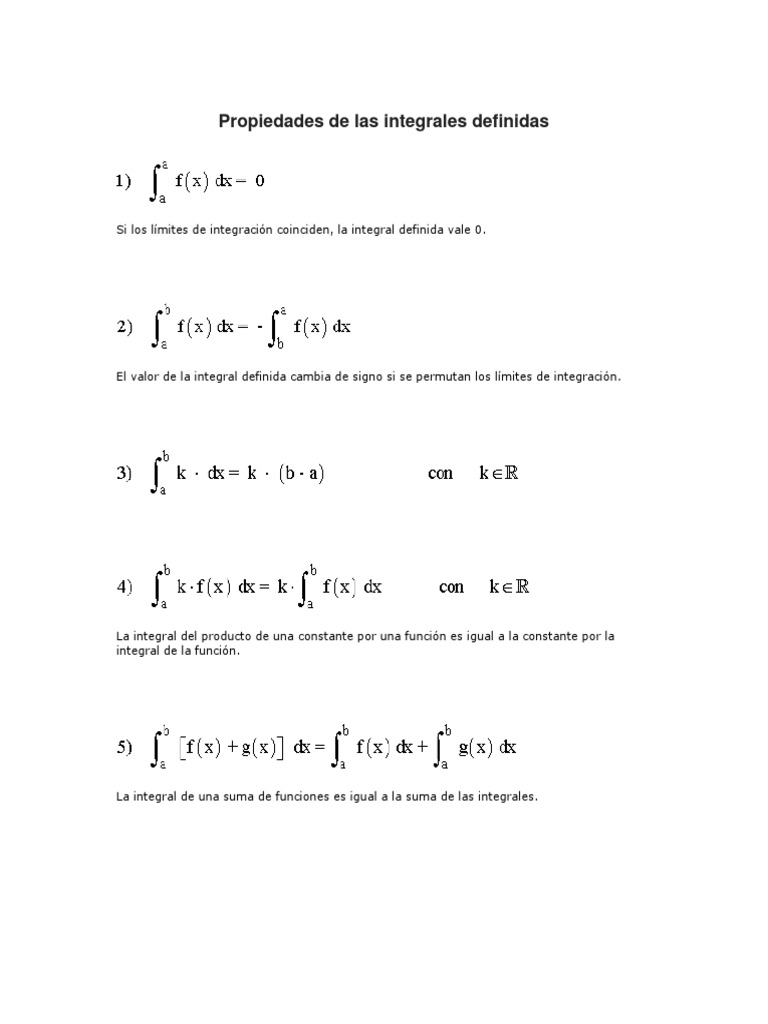 Propiedades de Las Integrales Definidas | PDF | Integral | Curva