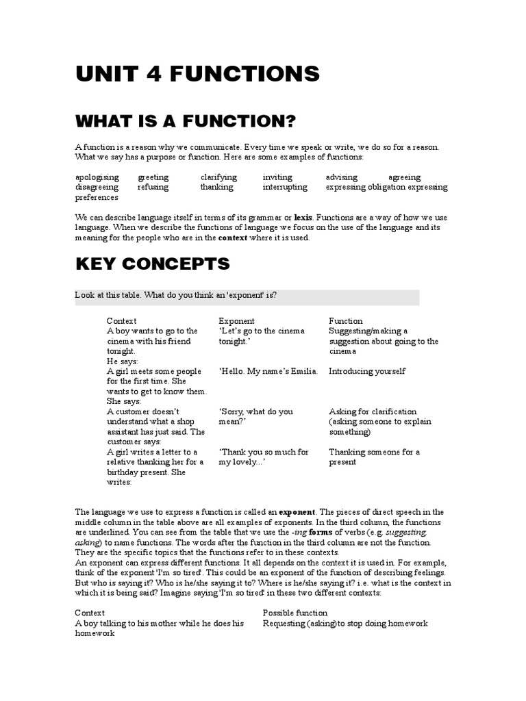 TKT Unit 4 Functions | PDF | Exponentiation | Grammar