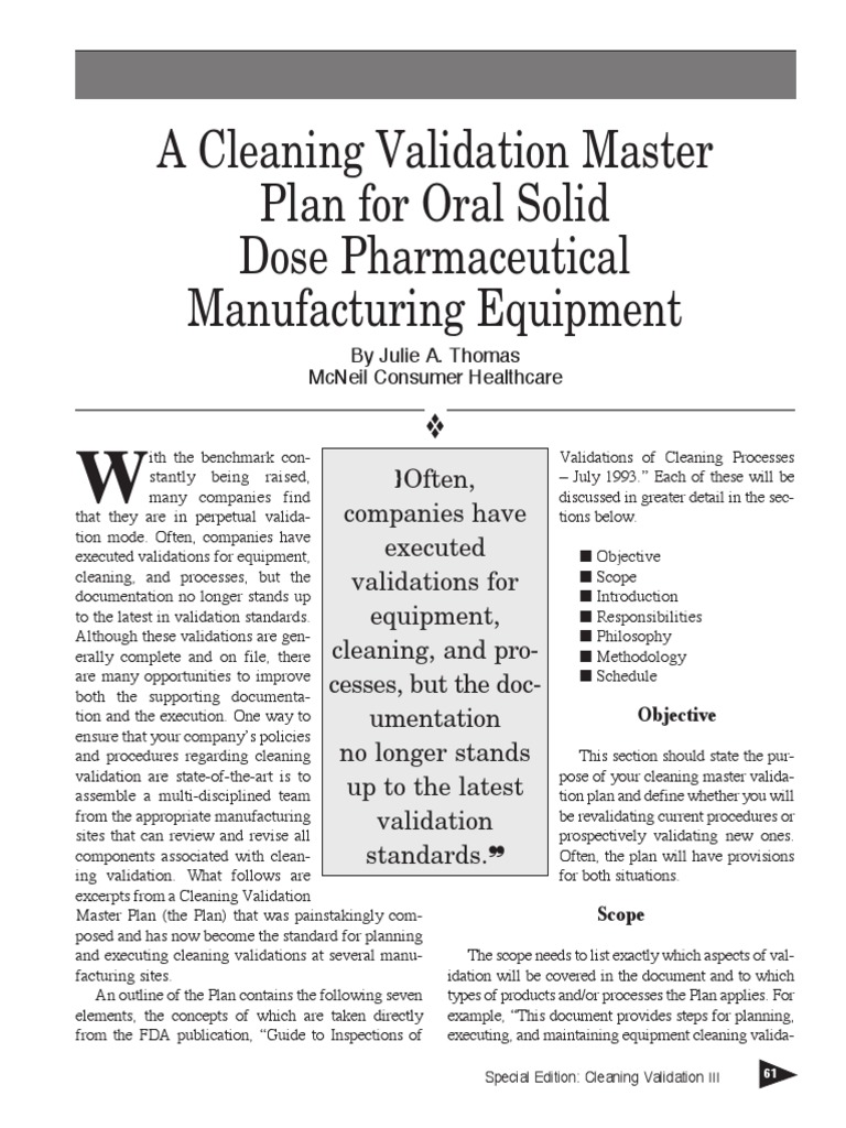 Cleaning Validation Master Plan PDF | PDF | Verification And Validation ...