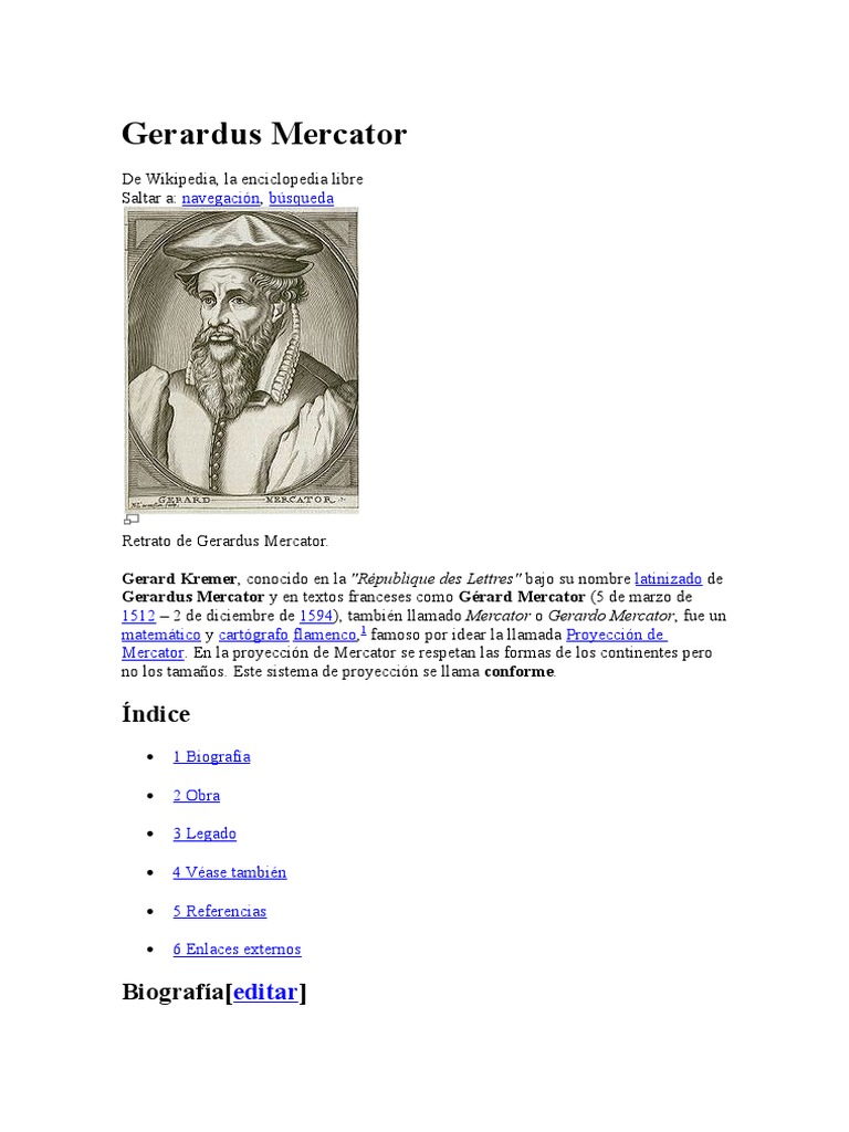 Gerardus Mercator | PDF | Mapa | Geografía Física