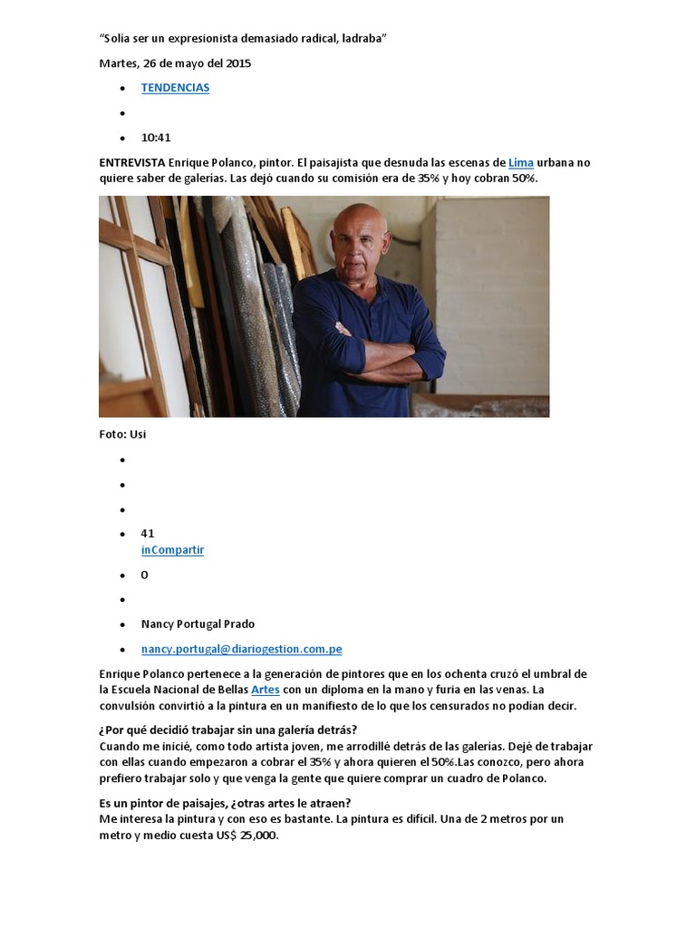 Enrique Polanco: Expresionismo Urbano en Lima | PDF | Artes (general)
