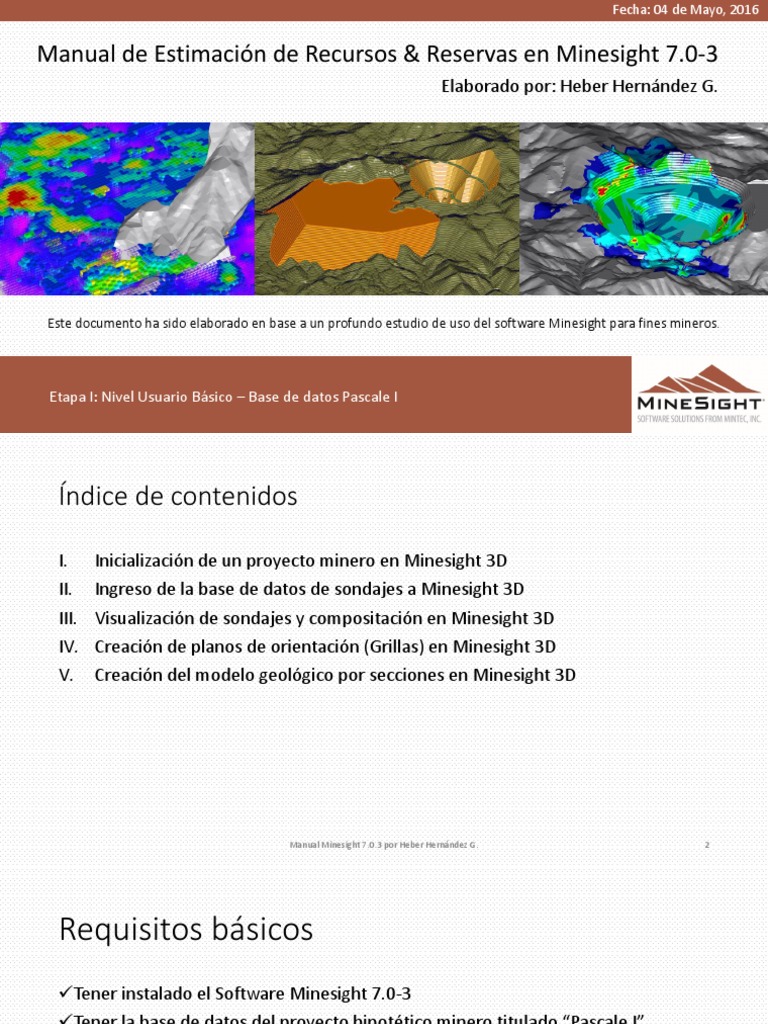 Manual Minesight Parte I Básico - Heber Hernández G. | PDF | Programa ...