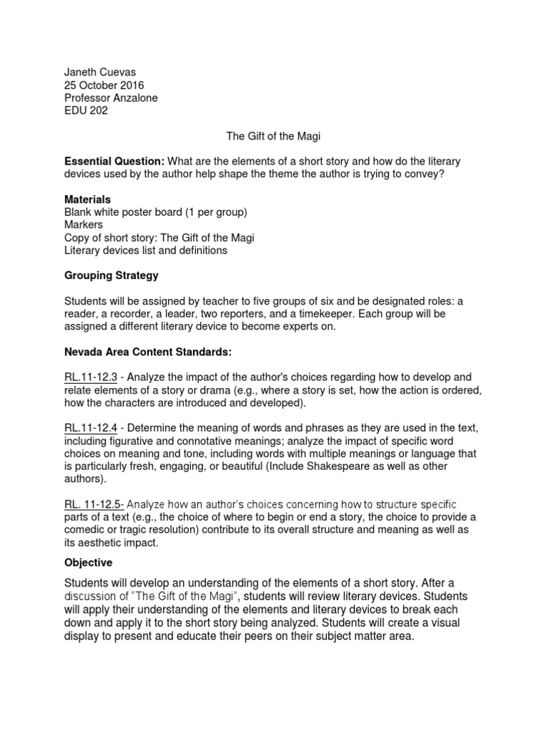 Lesson Plan | PDF | Narration | Short Stories