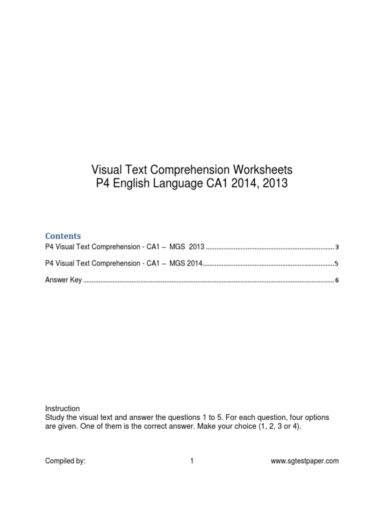 P4 Visual Text Comprehension Worksheets | PDF | Reading Comprehension