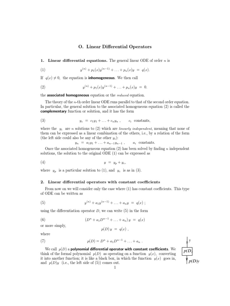 Linear Differential Operators | PDF | Ordinary Differential Equation ...