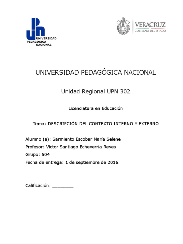Contexto Interno y Externo de La Escuela | PDF | Science | Enseñanza de ...