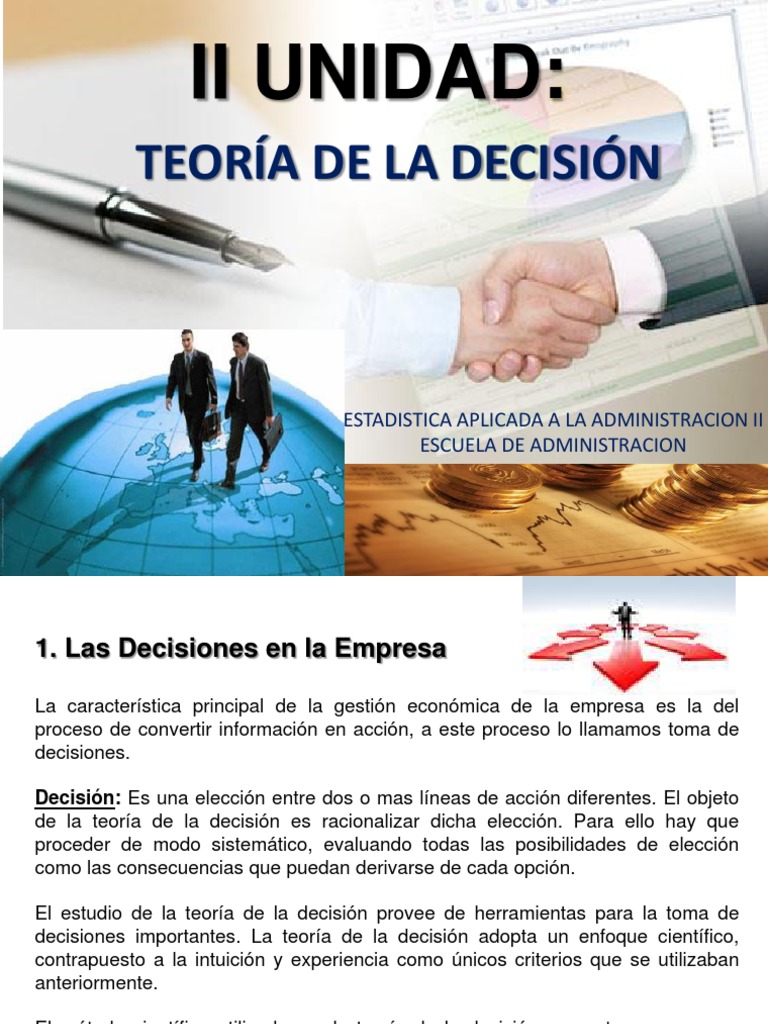 Teoría de La Decisión (II Unidad) | PDF | Toma de decisiones | Aversión ...