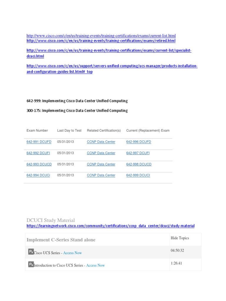 DCUCI Study Material | Download Free PDF | Cisco Systems | Distributed Computing Architecture