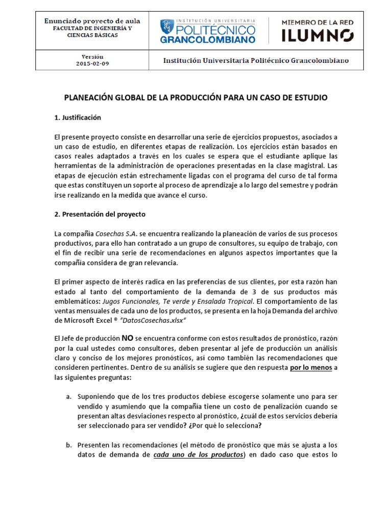Descripción Del Proyecto Grupal PDF | PDF | café | Planificación
