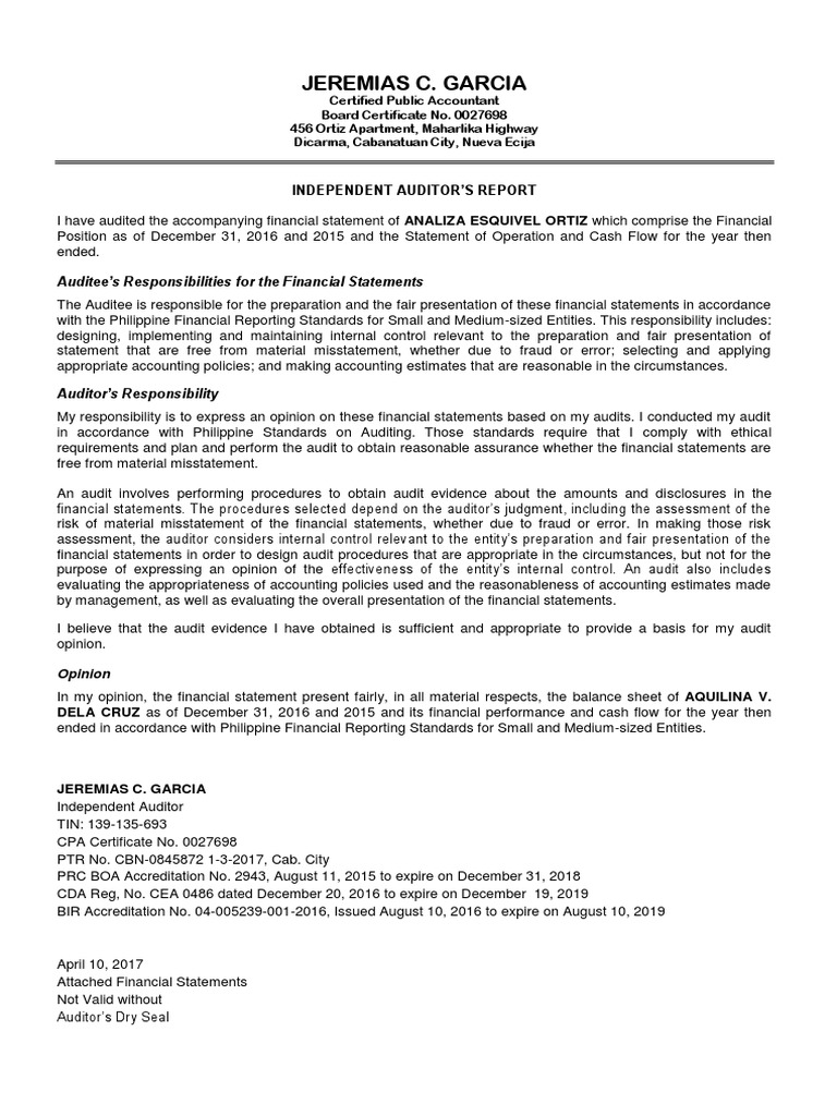 Audit Report | PDF | Financial Audit | Auditor's Report