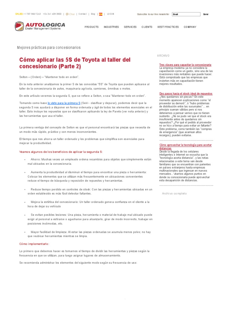 Mejores Prácticas para Concesionarios - Autologica DMS 1 PDF | PDF | Herramientas | Internet