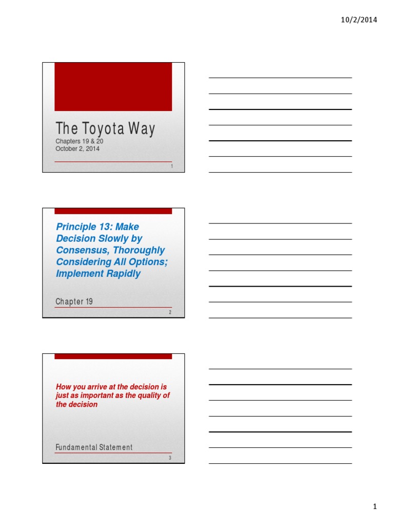 Toyota Way: Decision Making Principles | PDF | Lean Manufacturing ...