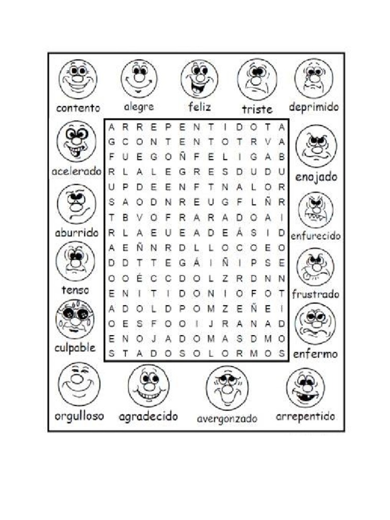 Sopa de Letras Emociones