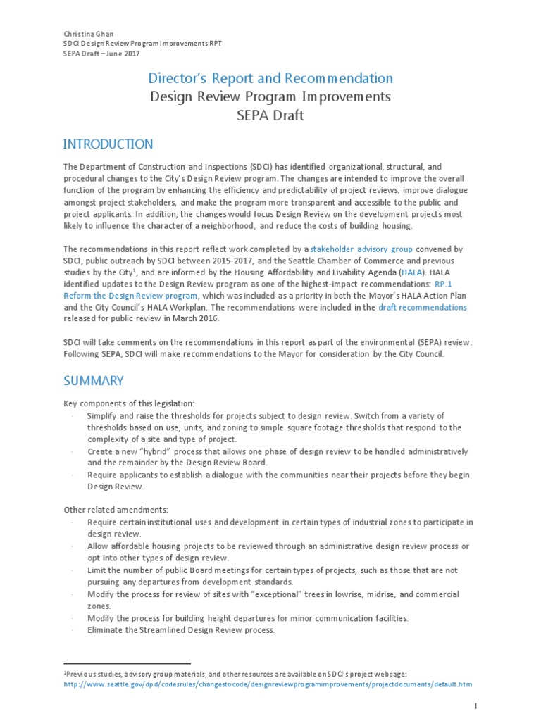 Director's Report - Design Review Program Improvements | PDF | Board Of ...