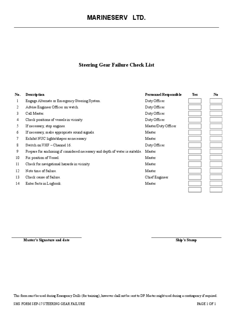 Steering Gear Failure | PDF