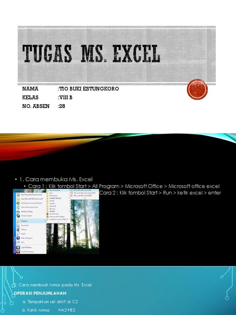 Panduan Tugas Microsoft Excel Sederhana | PDF | Metode & Bahan Ajar ...