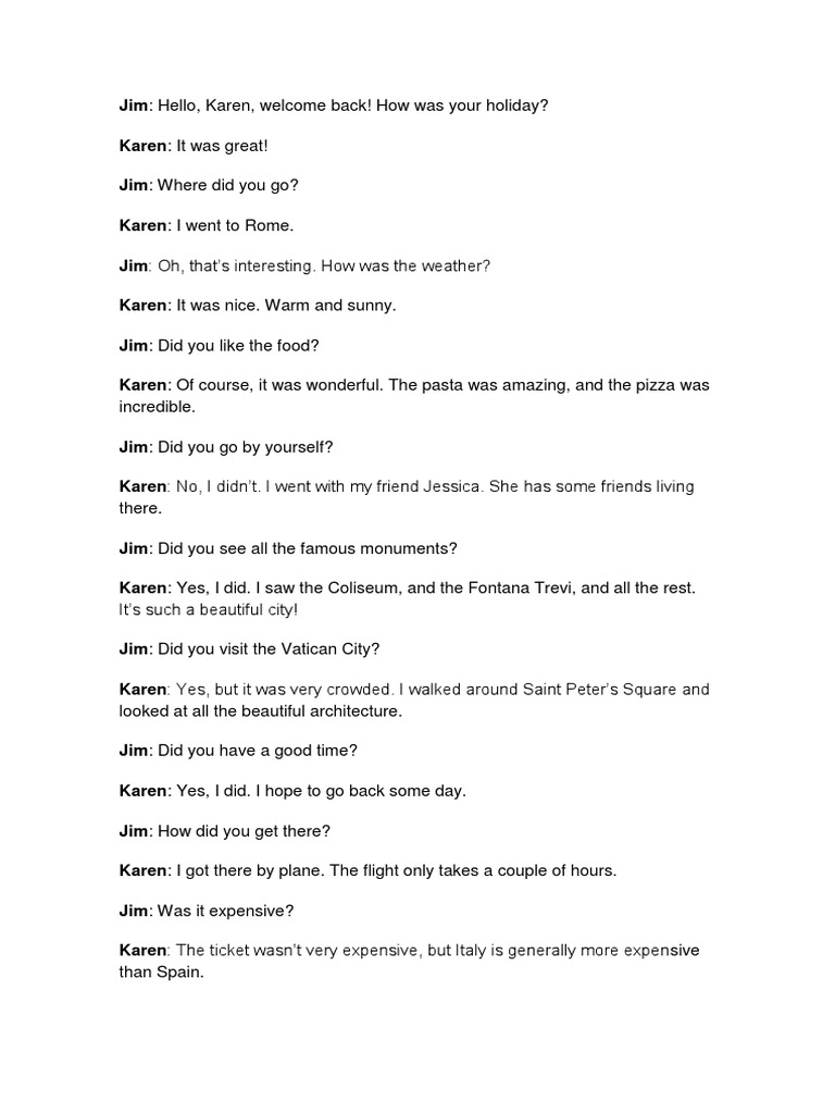 Conversacion de Ingles en Pasado Simple | PDF Conversacion de Ingles en Pasado Simple | PDF