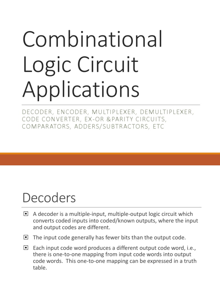 Combinational Logic Circuit Applications | PDF | Subtraction | Electrical Circuits