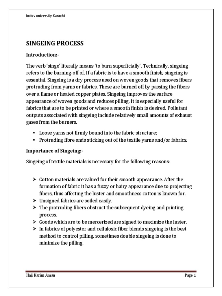 Singeing Process | PDF | Textiles | Yarn