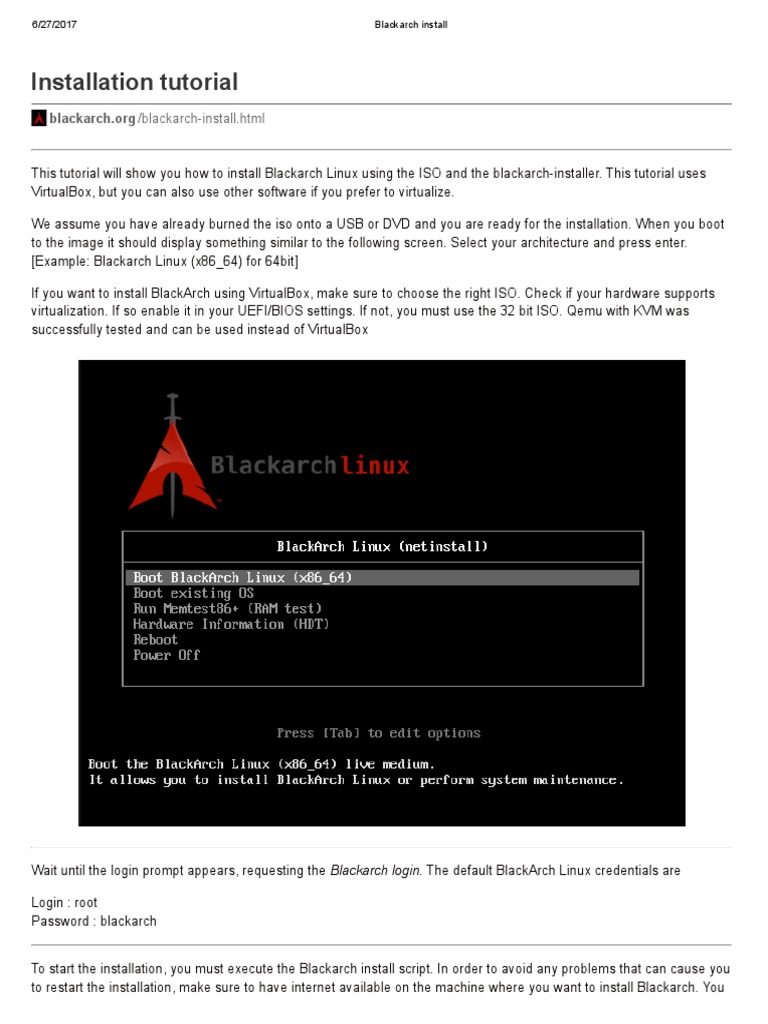 BlackArch VirtualBox Install | PDF | Computer Network | File System