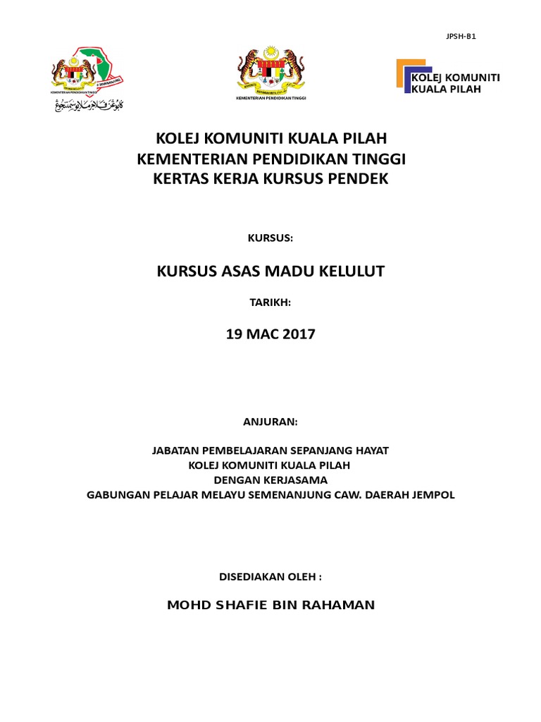 Kertas Kerja Kursus Pendek Madu Kelulut | PDF