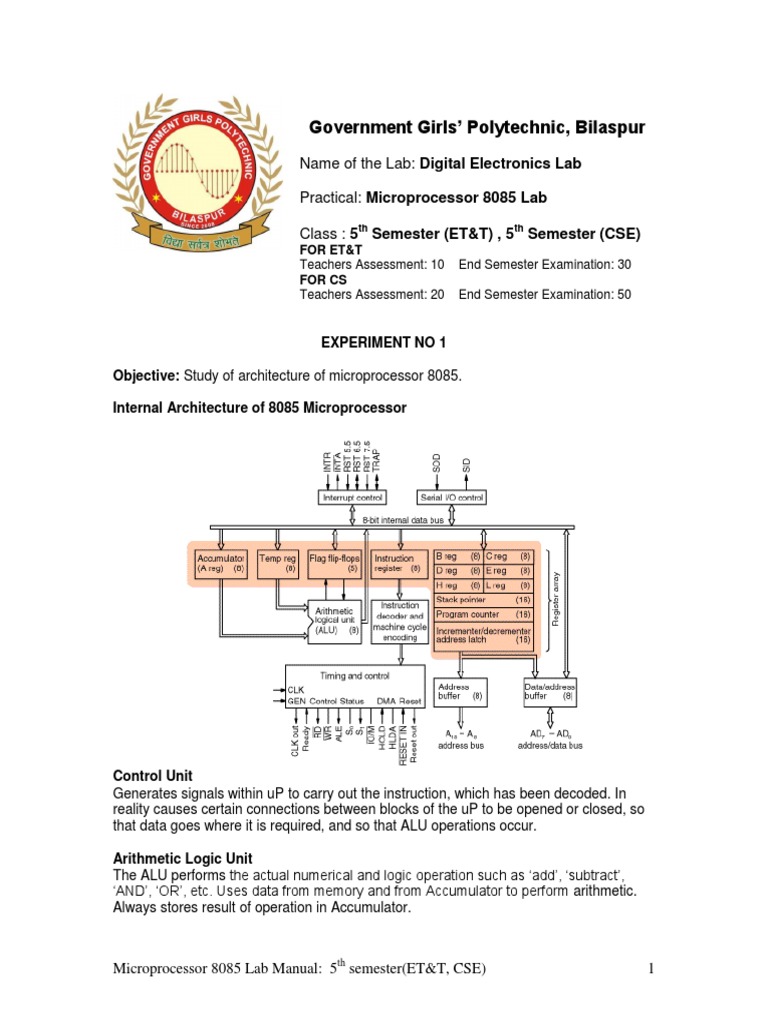 8085 Microprocessor Lab Manual | PDF | Manufactured Goods | Computer Data