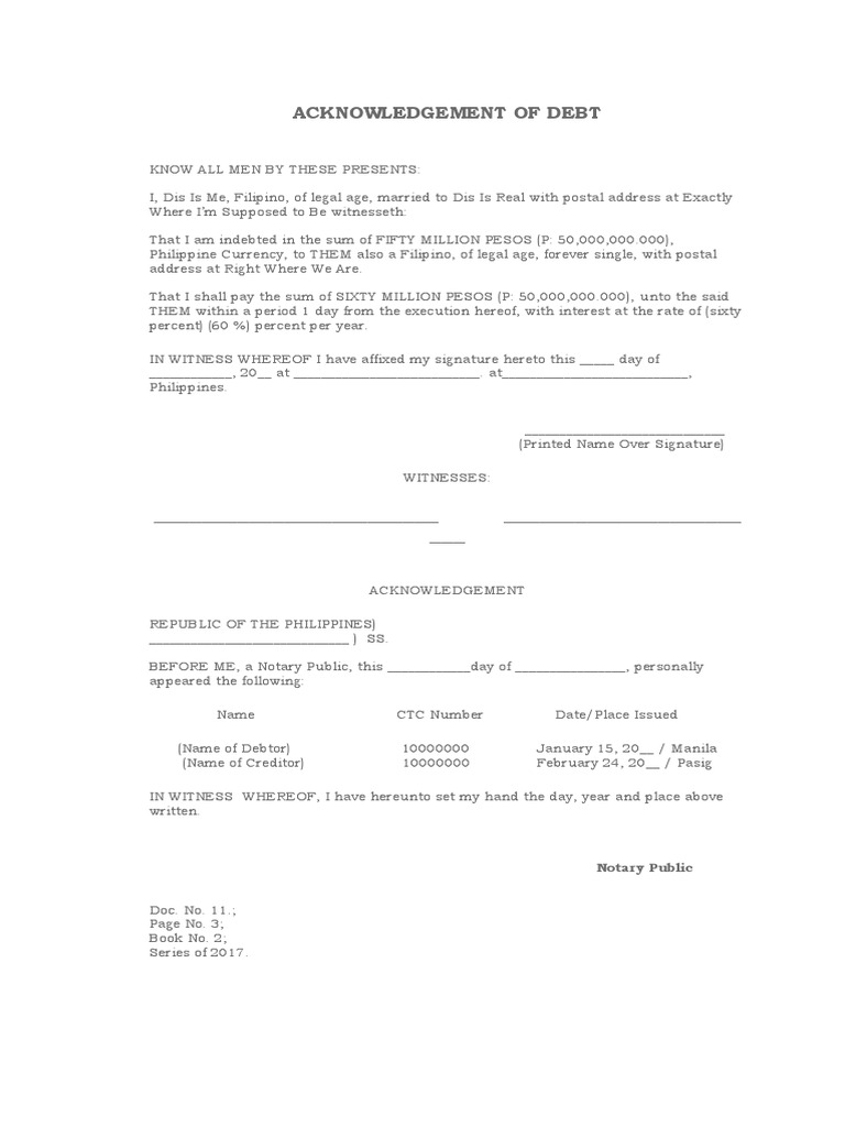 Acknowledgment of Debt | PDF
