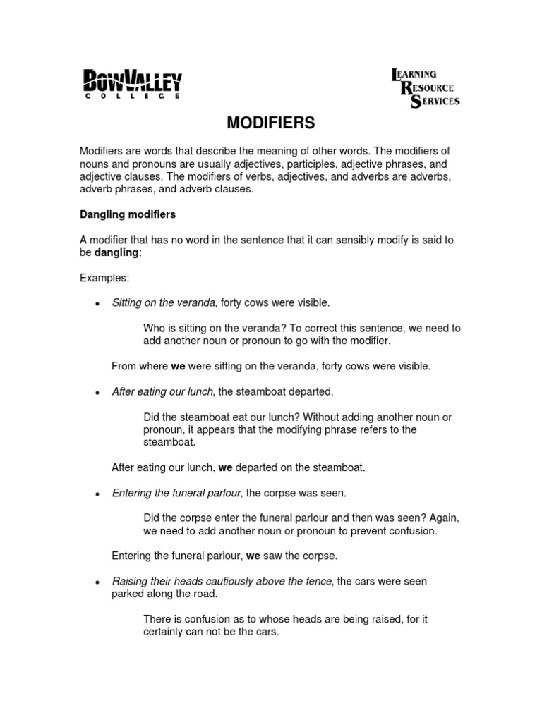 Grammar Modifiers | PDF | Adverb | Adjective