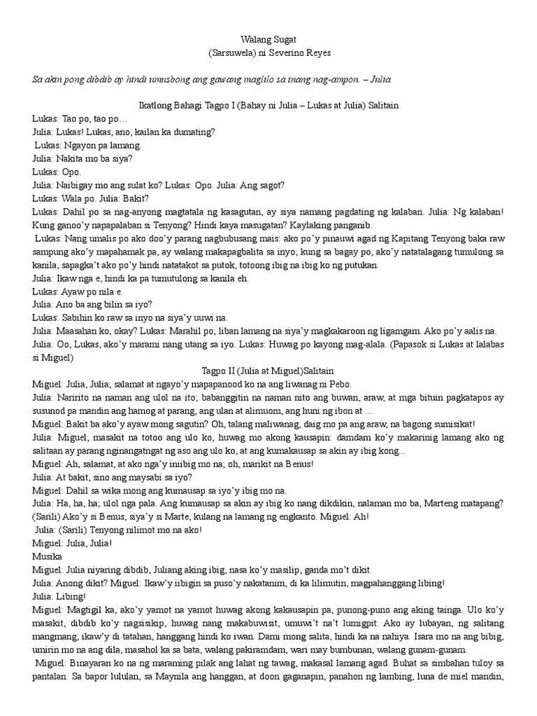 Walang Sugat Script | PDF