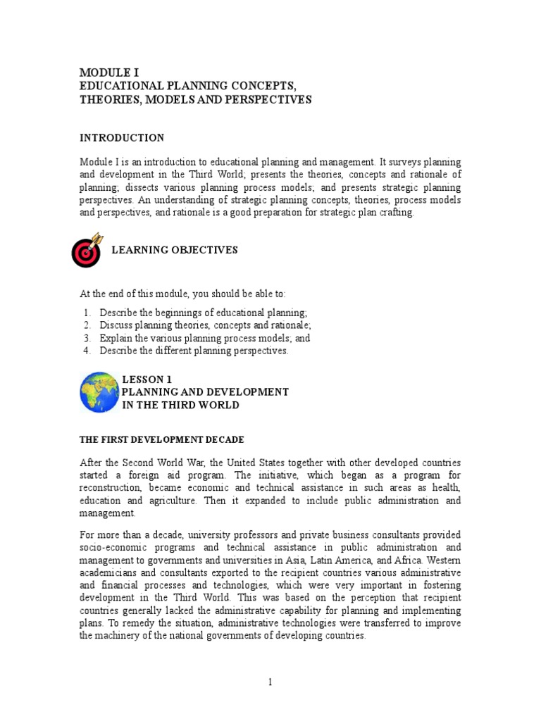 Educational Planning Concepts, Theories, Models and Perspectives ...