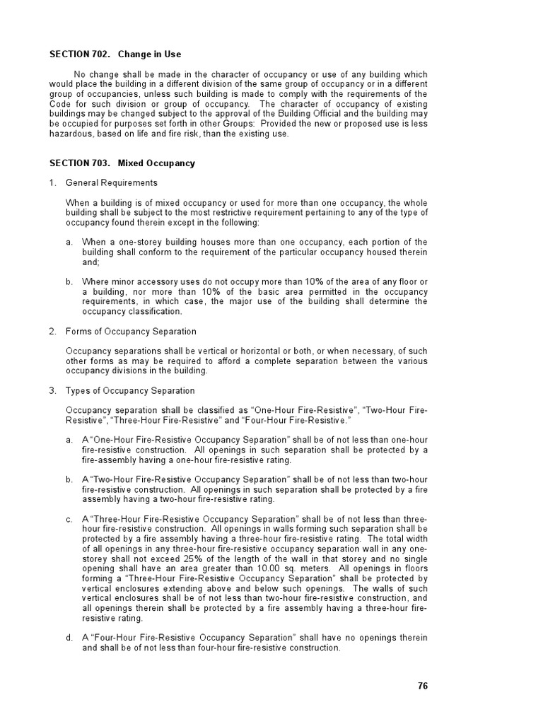 Rule 7c - Classification & General Requirements of All Bldgs by Use or ...