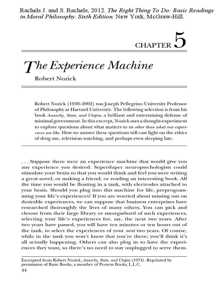 Exploring What Truly Matters: Robert Nozick's Thought Experiment of the ...