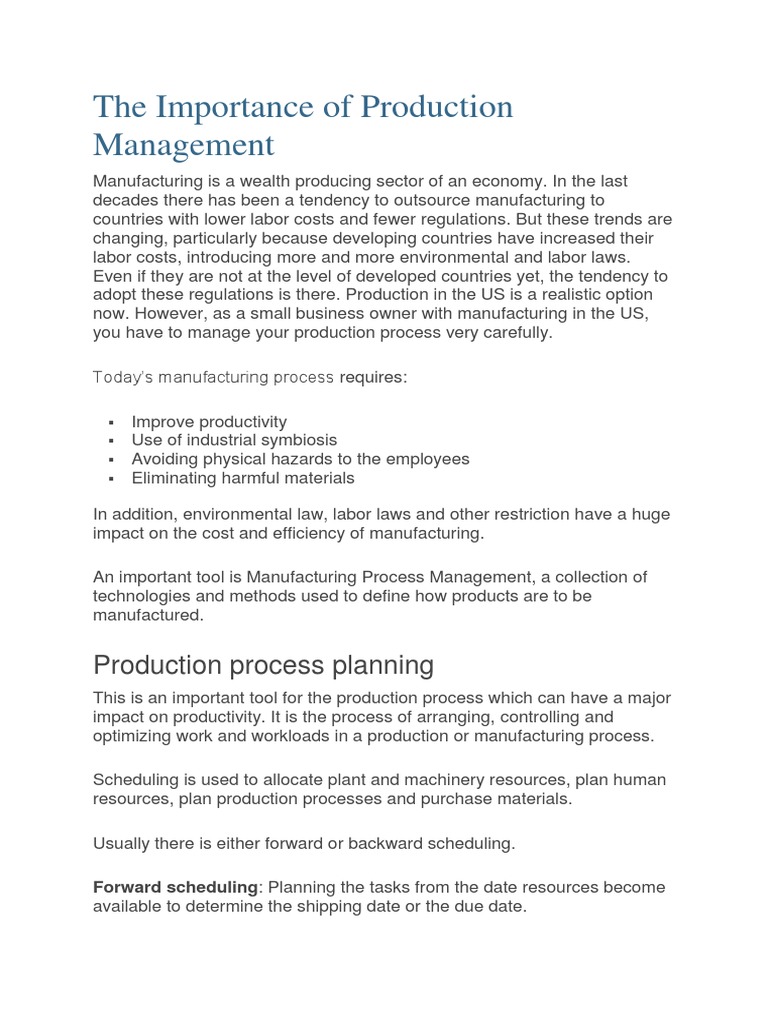 The Importance of Production Management | PDF | Six Sigma | Lean ...