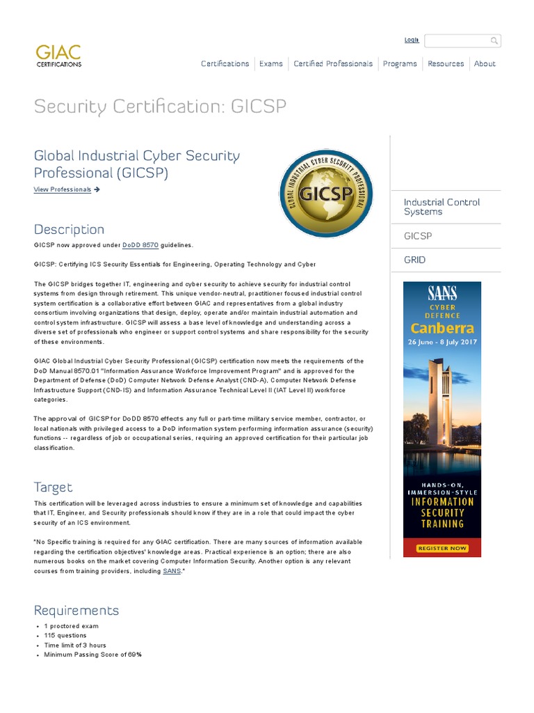 Industrial Cyber Security Certification _ GICSP _ GIAC Certifications ...