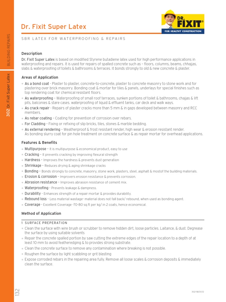 302 Dr. Fixit Super Latex | PDF | Concrete | Mortar (Masonry)