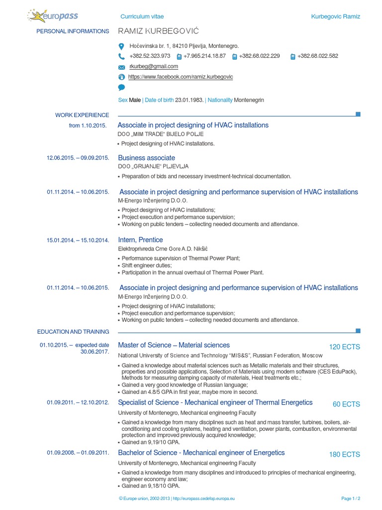 CV - EnG - International | PDF | Hvac | Mechanical Engineering
